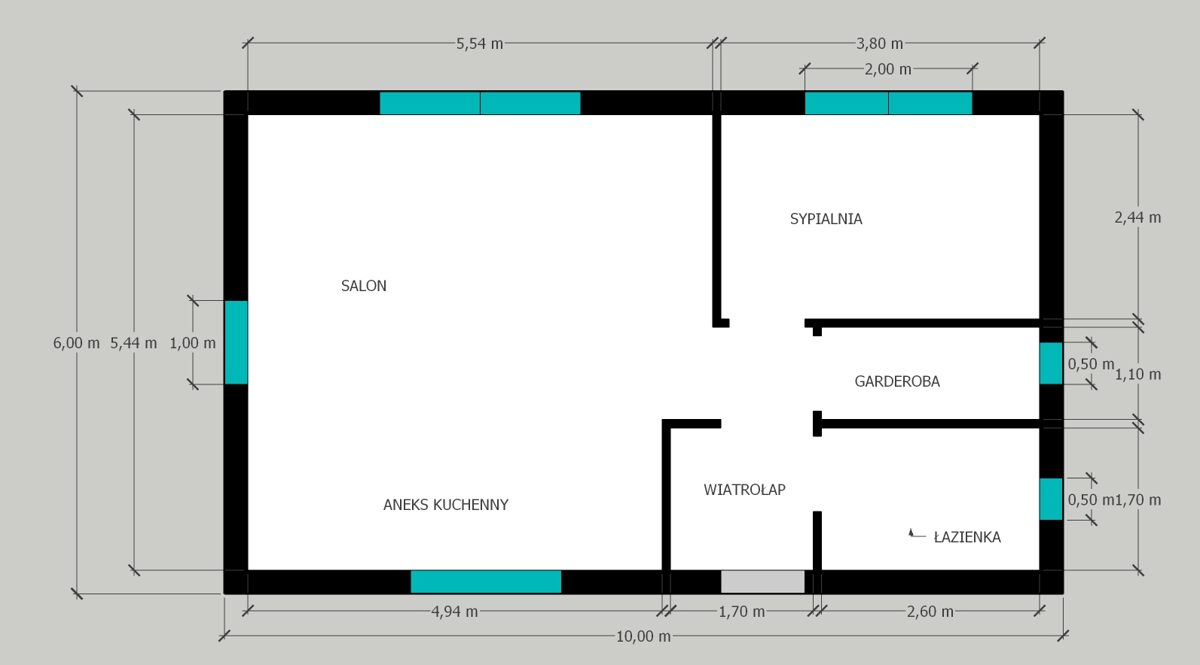60m2 parterowy 10 x 6m - Domy 60m2 - Poznaj naszą bazową oferte